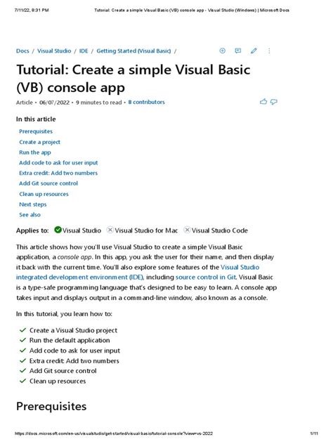 Tutorial Create A Simple Visual Basic Vb Console App Visual
