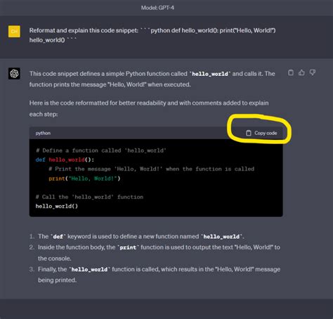 format code block in chatgpt quick and simple guide be on the right