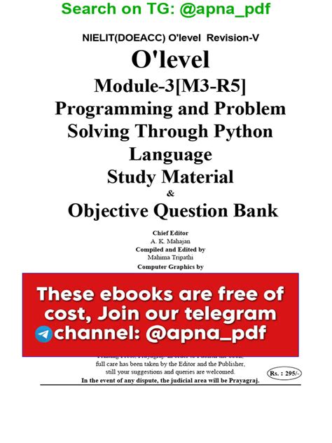 O Level Module 3 M3 R5 Programming And Problem Solving Through Python Pdf Algorithms Programming