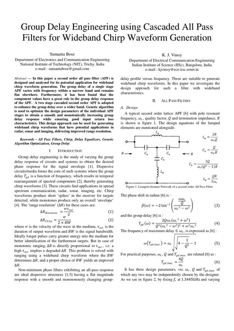 Pdf Group Delay Engineering Using Cascaded All Pass Filters For