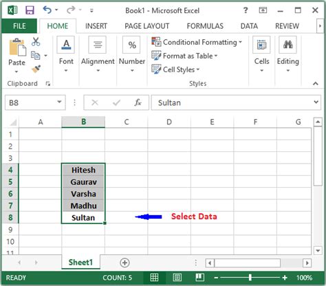 Select Data In Excel