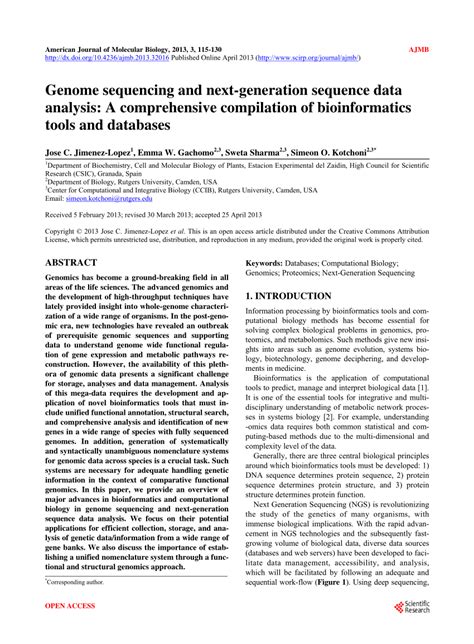 Pdf Genome Sequencing And Next Generation Sequence Data Analysis A Comprehensive Compilation