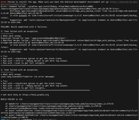 Android Failed To Merge Android Manifest · Issue 1816 · Transistorsoftreact Native Background