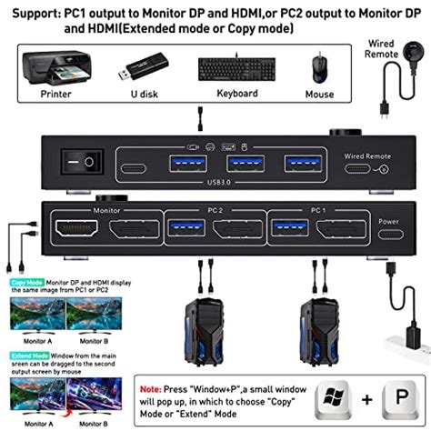 PORTS USB DP KVM SWITCH DUAL DISPLAY Only Dp Cable Kceve Com