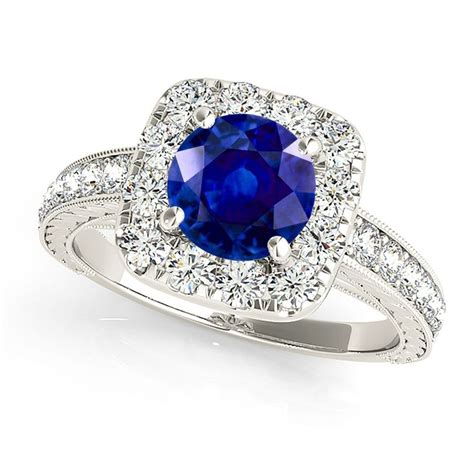 240 Ct Genuine Blue Sapphire Gallery Work Halo Ring Classic Ring