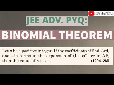 JEE ADV PYQ BINOMIAL THEOREM YouTube