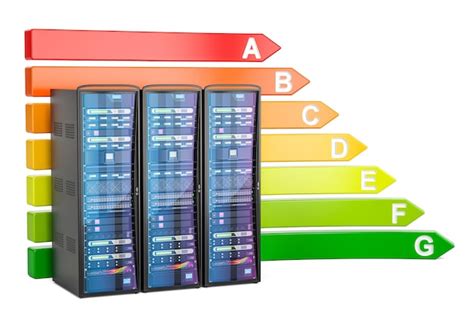 Premium Photo Energy Efficiency Chart With Computer Server Racks 3d Rendering