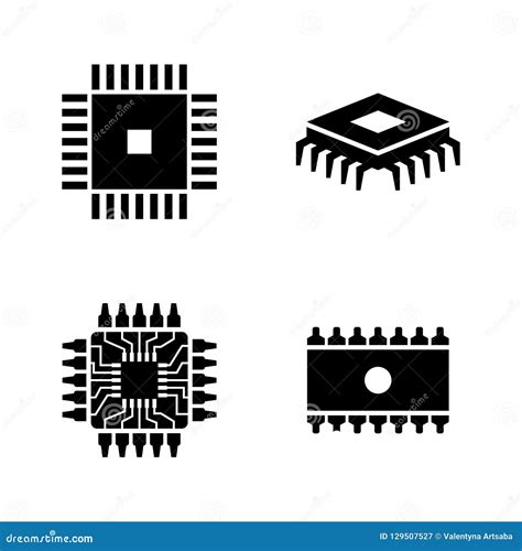 Computer Chips Electronic Circuit Simple Related Vector Icons Stock Vector Illustration Of