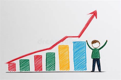 Colorful Hand Drawn Bar Chart With An Upward Trend Symbolizing Success And Business Growth