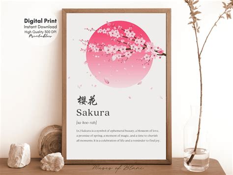 Sakura Dictionary Definition Print Botanical Nature Wall Art Etsy