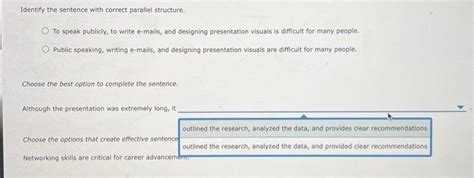 Identify The Sentence With Correct Parallel