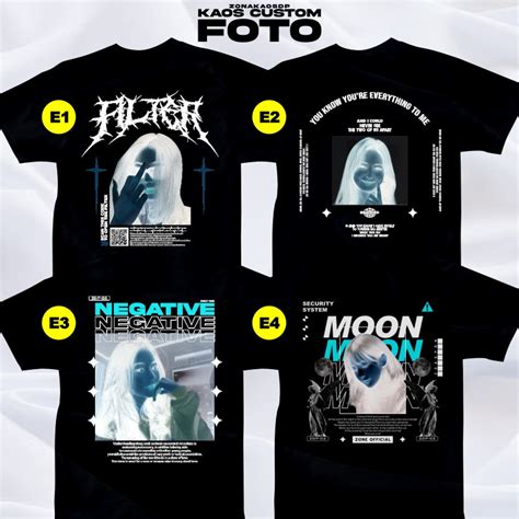 Jual Kaos Custom Foto Negative Effect Kaos Sablon Custom Satuan Dtf Kaos Aesthetic