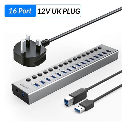 ORICO Industrial USB 3 0 HUB 13 16 Port Aluminum USB Splitter On Off Switch With 12V Power