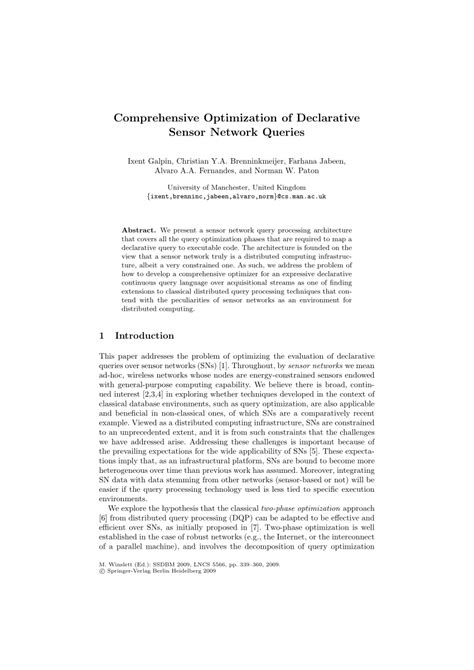 Pdf Comprehensive Optimization Of Declarative Sensor Network Queries