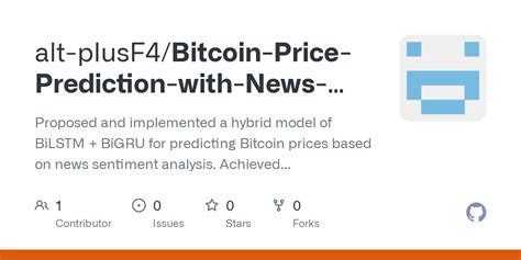 Github Alt Plusf4bitcoin Price Prediction With News Sentiment Analysis Using A Hybrid Neural