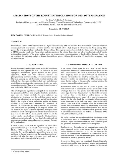 Pdf Applications Of The Robust Interpolation For Dtm Determination