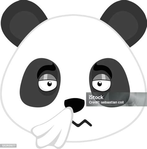 고갈의 표정으로 팬더의 머리의 벡터 이모티콘 일러스트 만화 추위와 조직으로 코를 불고 0명에 대한 스톡 벡터 아트 및 기타 이미지 0명 Bacteriologist