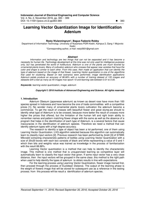 Pdf Learning Vector Quantization Image For Identification Adenium