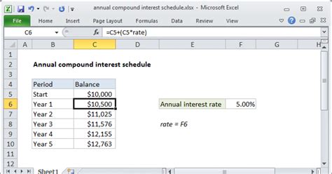 Annual Compound Interest Schedule Excel Formula Exceljet