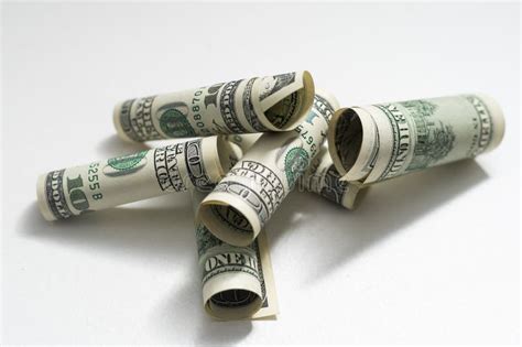Roles Dollar Notes In Front Of White Background Stock Image Image Of