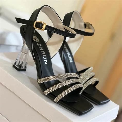 خرید و قیمت صندل نگینی پاشنه بلند مشکی زنانه دخترانه کفش پاشنه دار نگین