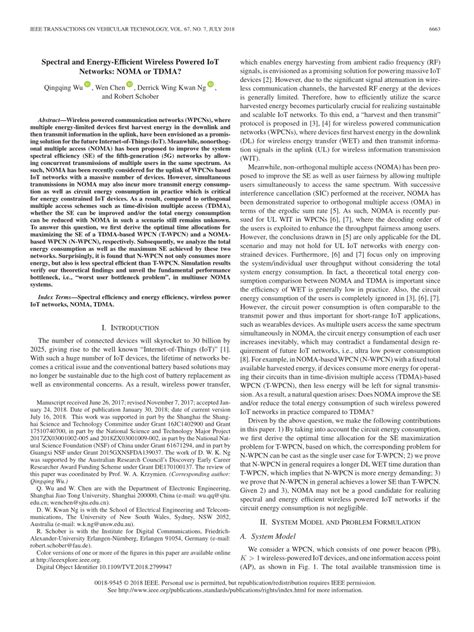 Pdf Spectral And Energy Efficient Wireless Powered Iot Networks Noma Or Tdma