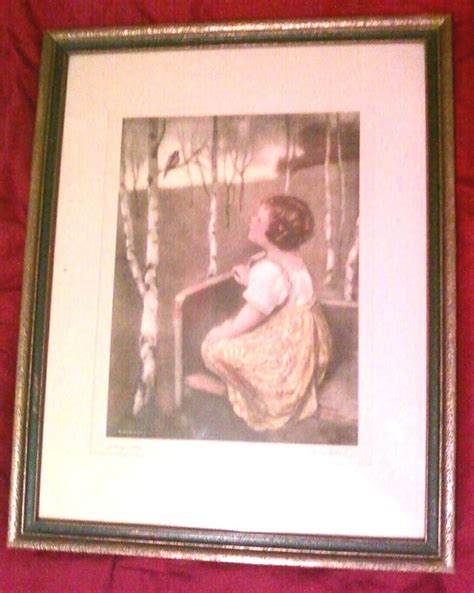 Vintage Simon Glucklich Spring Song Print Original Wood And Glass Frame Art Deco