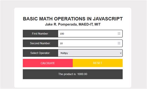 Free Programming Source Codes And Computer Programming Tutorials Basic Math Operations In