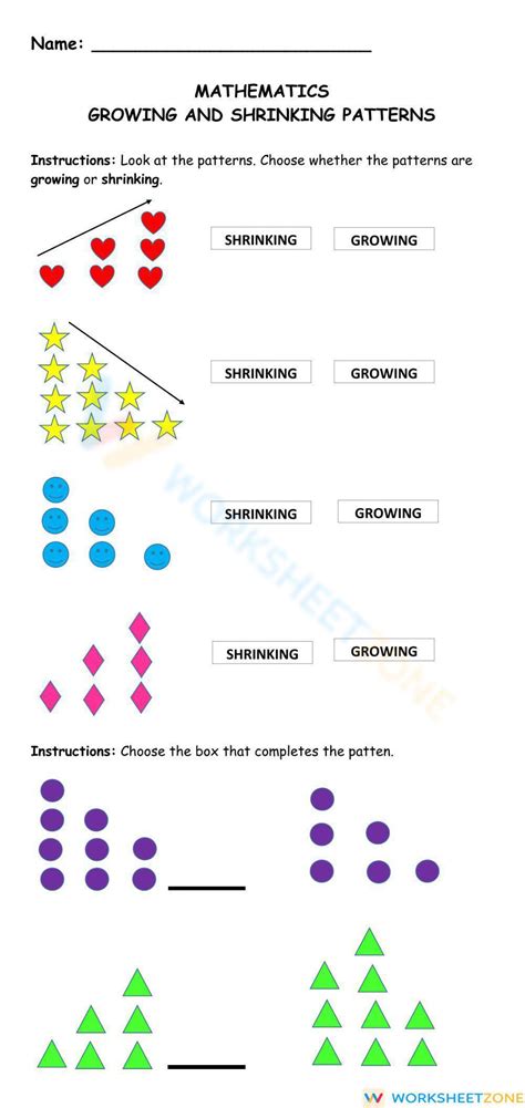 Growing And Shrinking Patterns Worksheet