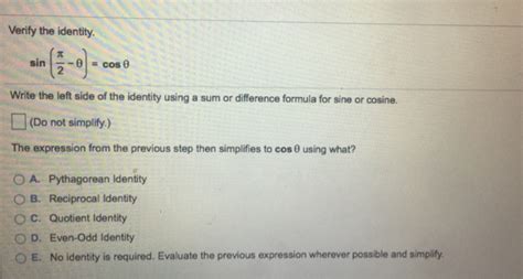 Solved Verify The Identity Write The Left Side Of The Chegg