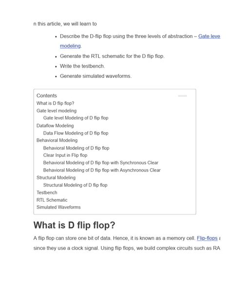 Verilog Code For D Flip Flop All Modeling Styles Pdf Logic Gate