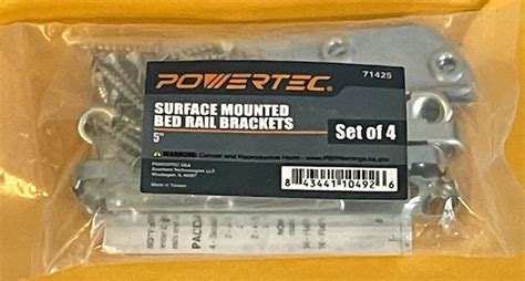 Powertec Surface Mounted Bed Rail Brackets 71425 4 Sets Wmounting