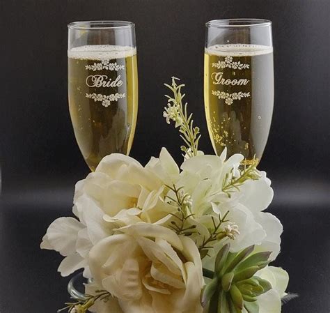 Personalized Champagne Glasses Custom Engraved Wedding Glasses Custom Mr And Mrs Glasses