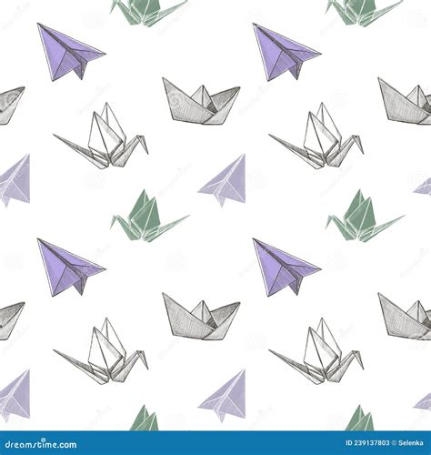Seamless Origami Pattern 3d Modern Lattice Background Vector Illustration