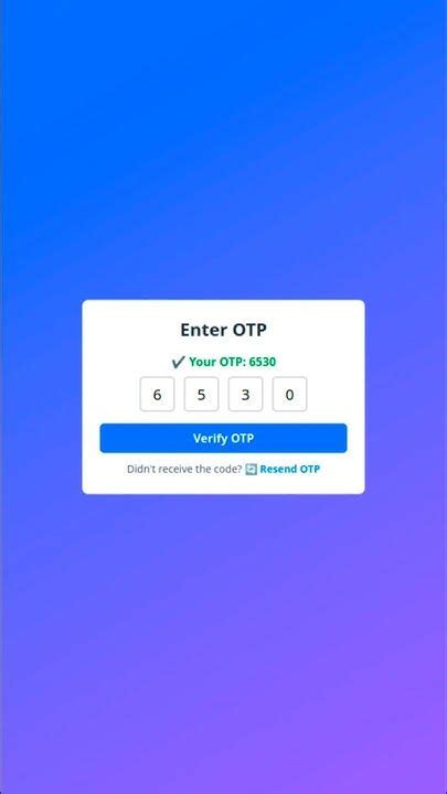 Build A Otp Generator Using Html Javascript And Tailwindcss Otp Generator Otpverification