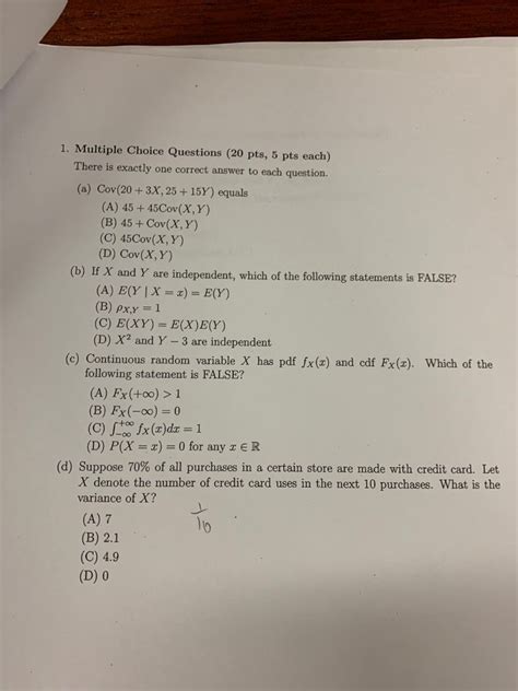 Solved 1 Multiple Choice Questions 20 Pts 5 Pts Each Chegg Com
