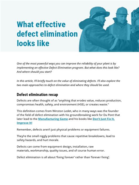 What Effective Defect Elimination Looks Like Pdf
