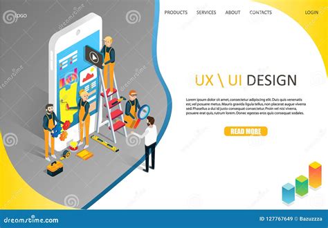 UX Or UI Design Landing Page Website Vector Template Stock Vector Illustration Of Modern