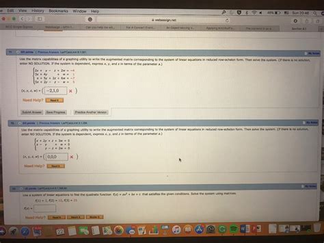 Solved 1 Use The Matrix Capabilities Of A Graphing Utility