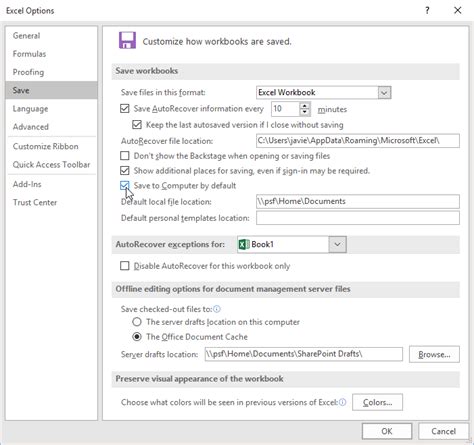 excel saving and sharing workbooks