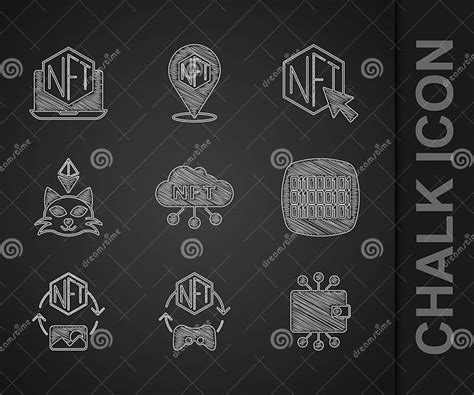 Set Nft Cloud Digital Crypto Art Cryptocurrency Wallet Binary Code