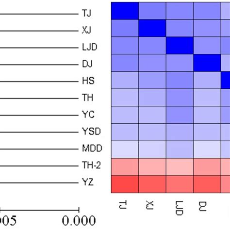 The Phylogenetic Tree With The Heatmap Of 11 M Nipponense Populations Download Scientific