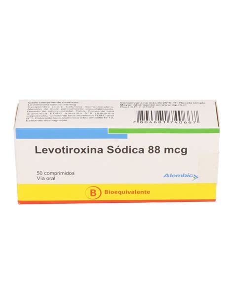 Levotiroxina Sodica 88 Mcg 50 Comprimidos Bioequivalente Laboratorio