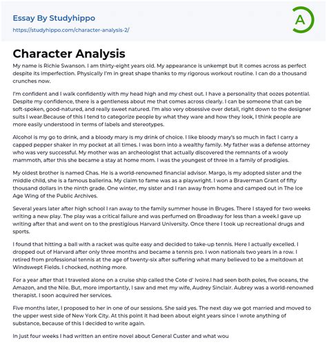 Character Analysis Essay Example