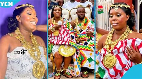 Pretty Ashanti Queen Mothers Wear Expensive Kente Arrive At Otumfuos
