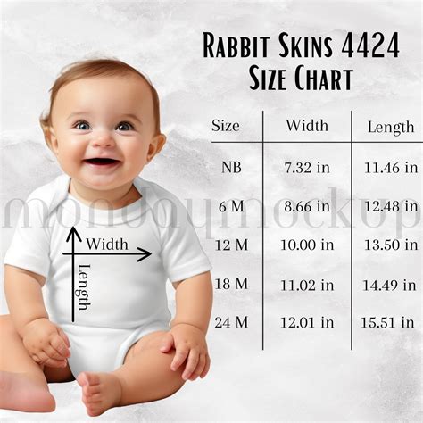 Rabbit Skins 4424 Size Chart Sizing Guide Infant Bodysuit Size Chart