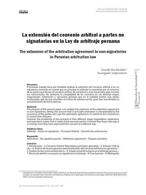 Extensión Del Convenio Arbitral En Perú Pdf Arbitraje Conceptos