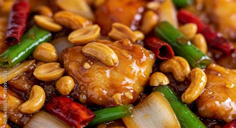 Kung Pao Chicken Traditional Sichuan Dish Asian Food With Peanuts Dry