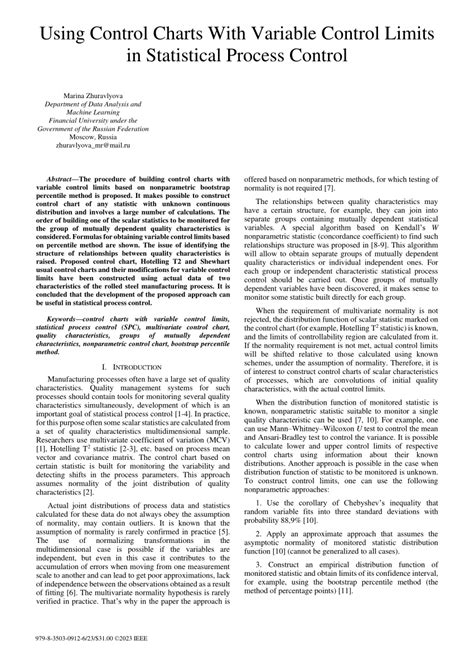 PDF Using Control Charts With Variable Control Limits In Statistical Process Control