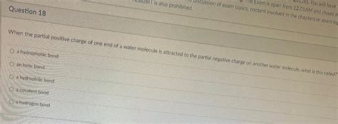 Solved When The Partial Positive Charge Of One End Of A Chegg Com